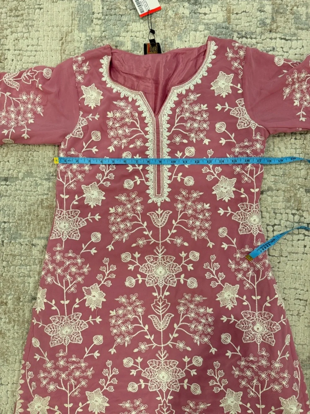 House Of Indya | Kurtas | Pink Embroidered Georgette Sharara Set | Poshmark